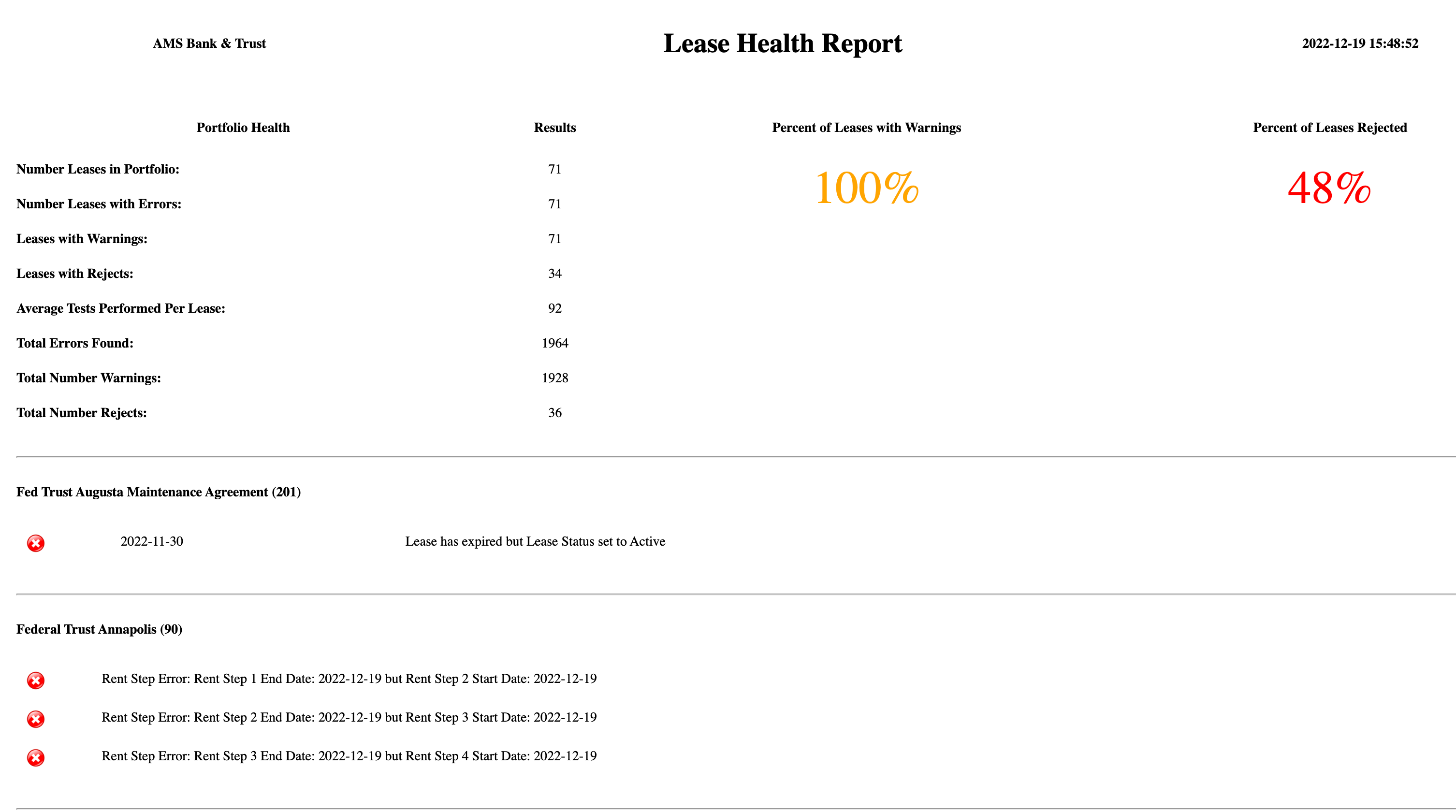 Lease Health Report – iLeasePro