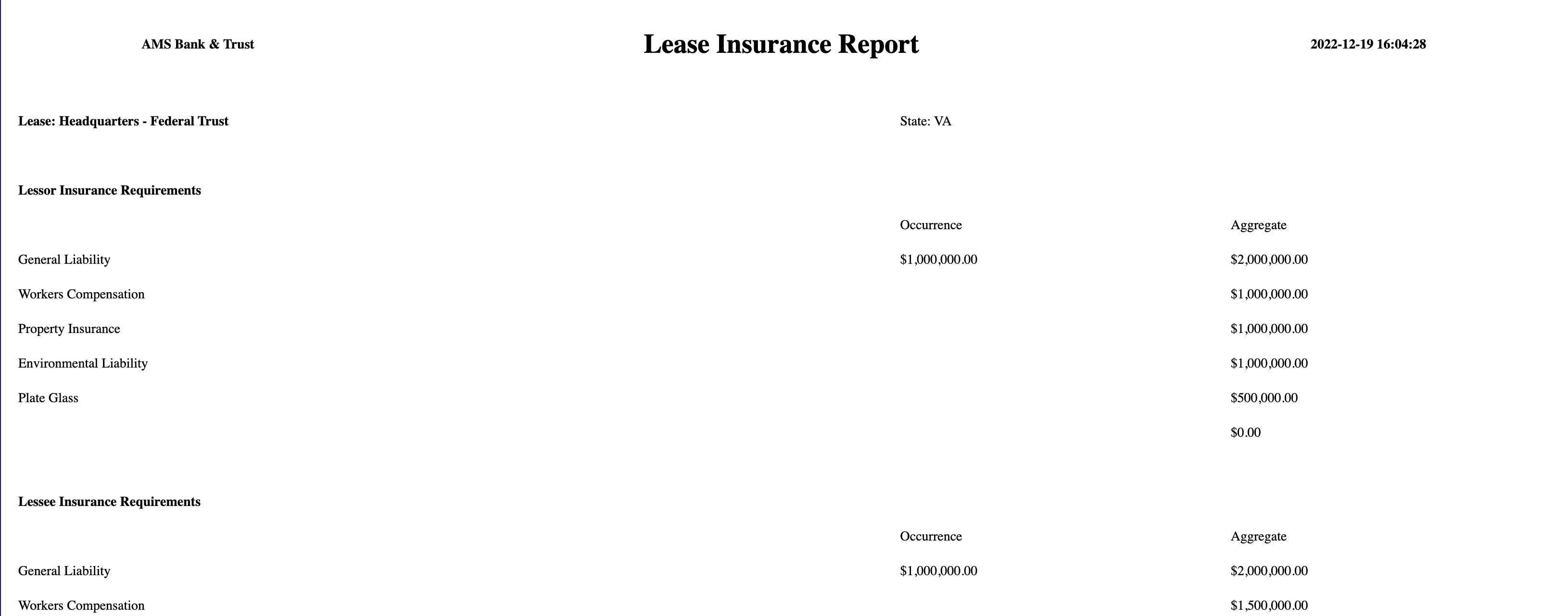 Lease Insurance Report – iLeasePro