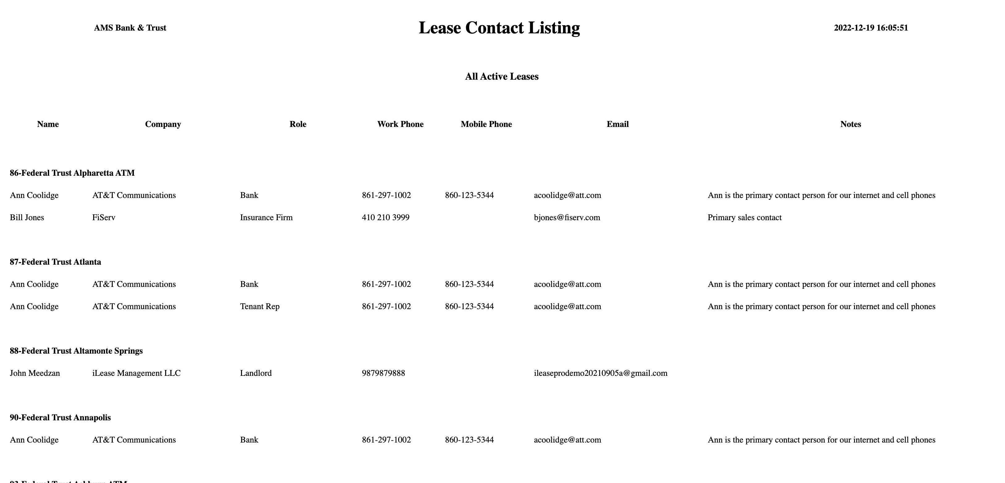 Lease Contact Directory – iLeasePro