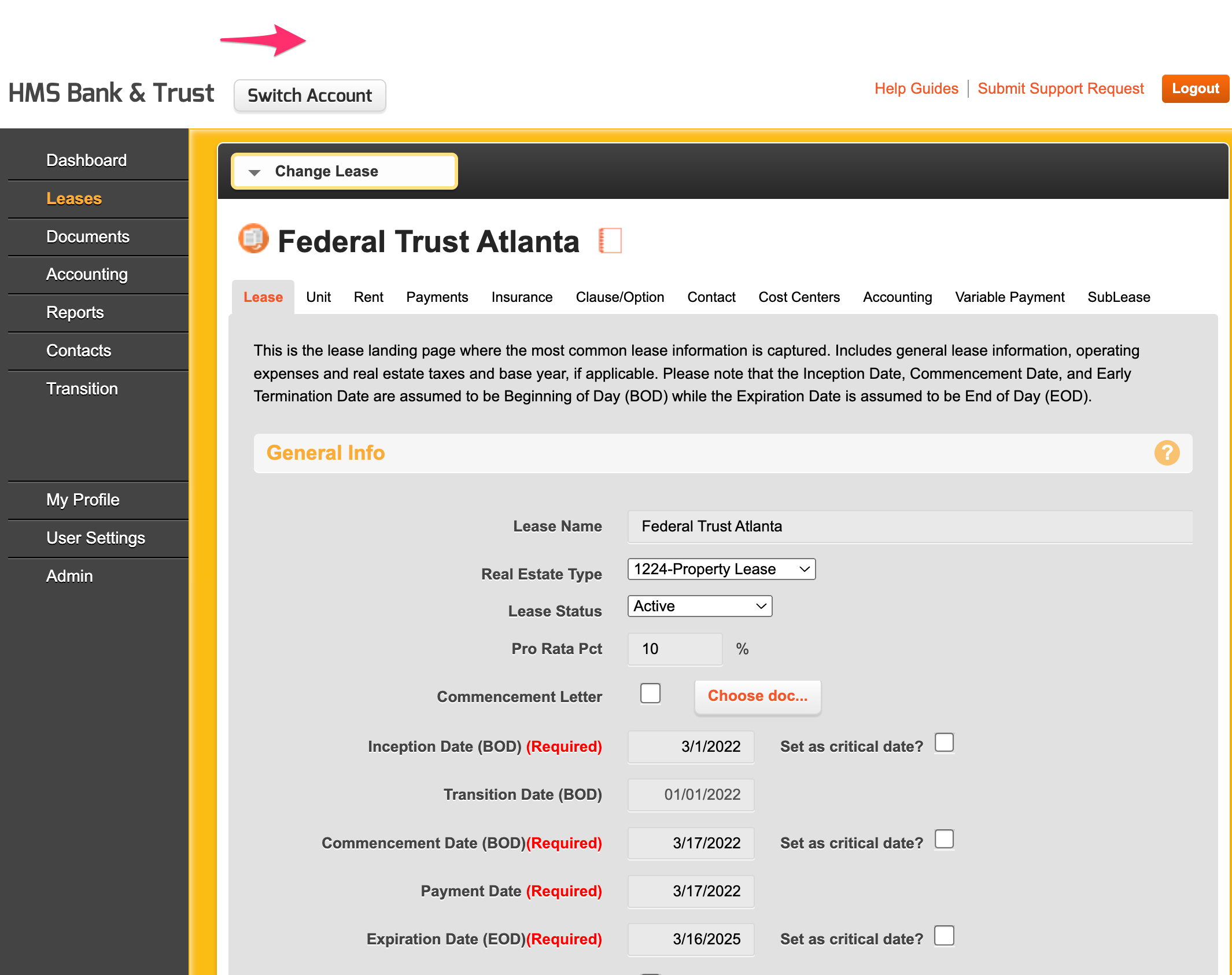 Account for a rent pre-payment to post transition leases – iLeasePro